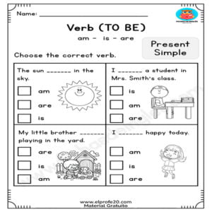 Ejercicios Verbo TO BE para niños